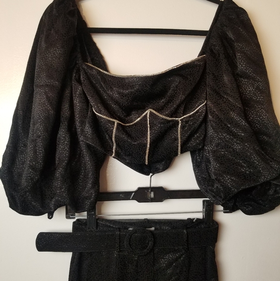 F.ILKK | Tops | Filkk Puff Sleeve Crop Top Set Black | Poshmark